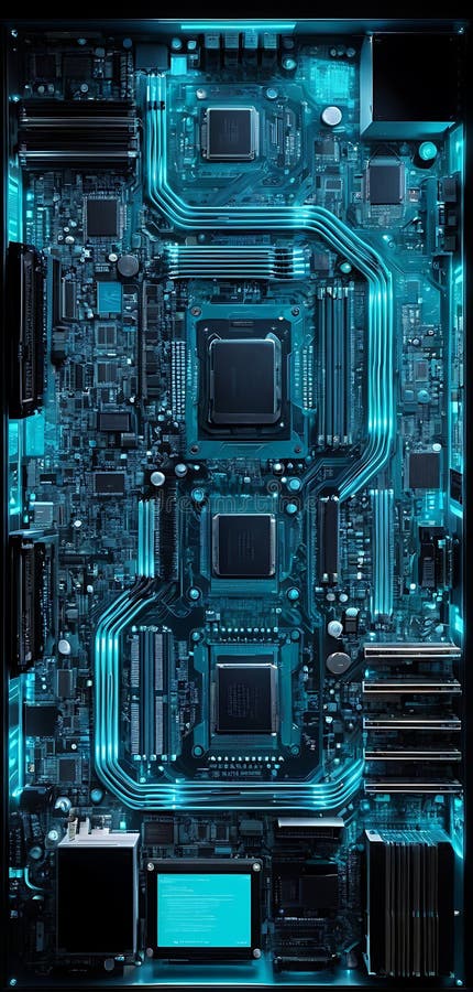 Hi-Tech Computer Interior with Energy Core Stock Illustration ...
