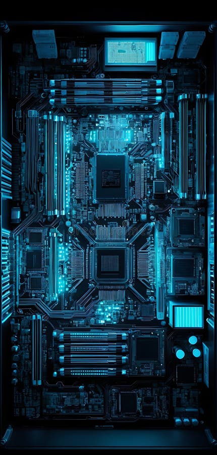 Hi-Tech Computer Interior with Energy Core Stock Illustration ...