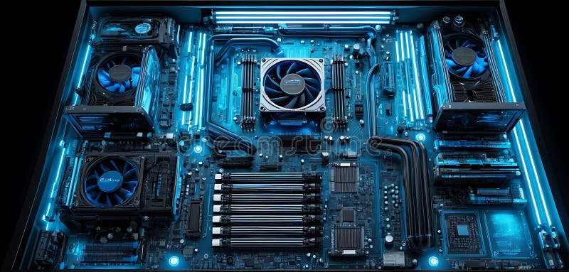 Hi-Tech Computer Interior with Energy Core Stock Illustration ...