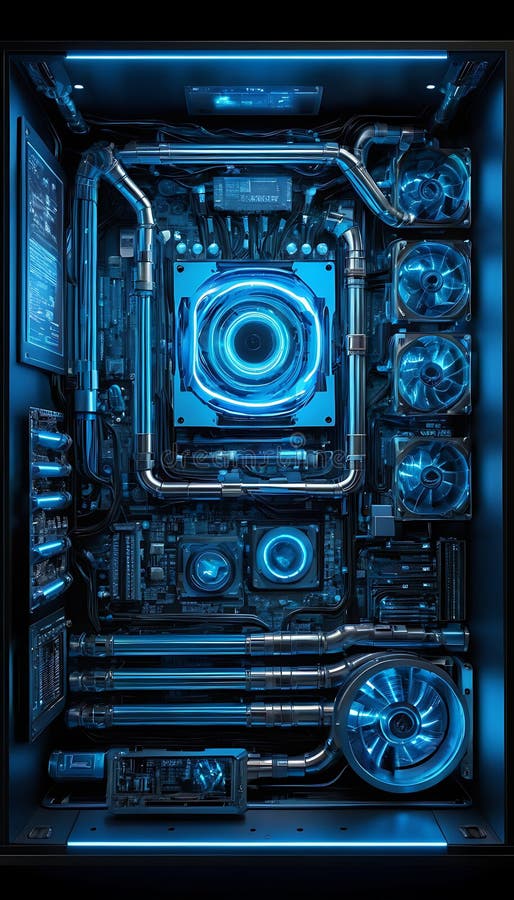 Hi-Tech Computer Interior with Energy Core Stock Illustration ...