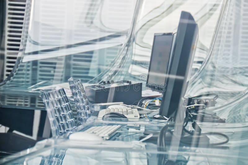 Hi-tech Computer Set in Operation Security Control Room with Monitors ...