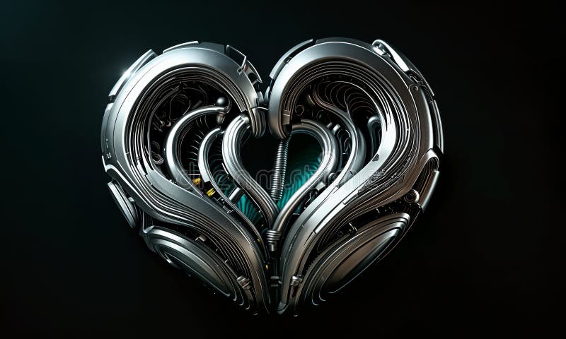 Hi-tech Cyber Futuristic Heart Technological Integration and ...