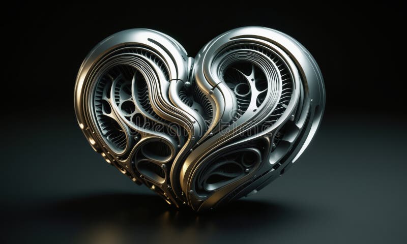 Hi-tech Cyber Futuristic Heart Technological Integration and ...