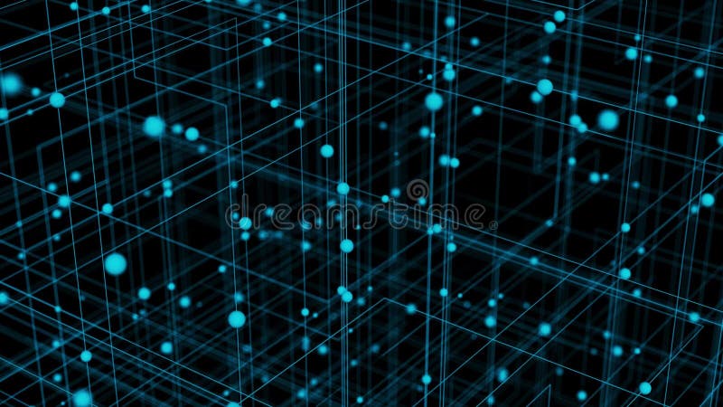 Hi-tech 3D Illustrated Animated Background of a Grid and Multiple ...