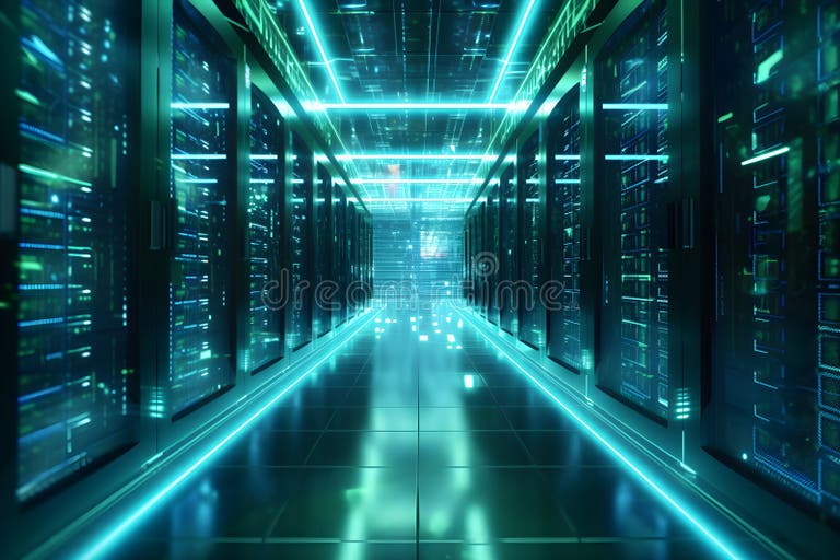 Hi-tech Data Center, Server Room, Supercomputer, Database, Network ...