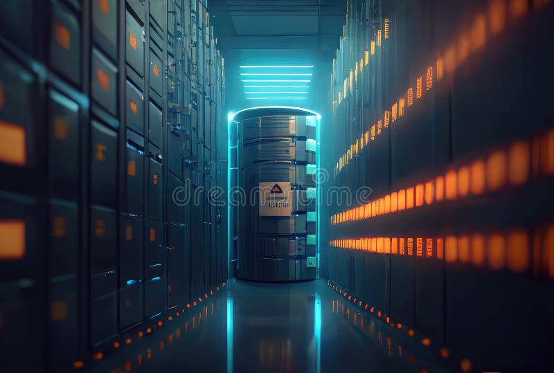 Hi Tech Data Storage Server Hallway Cloud Computing Design Ai