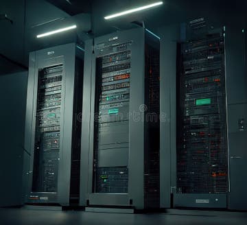 Hi-tech Data Storage Server Rack, Cloud Computing Design. AI Generated ...