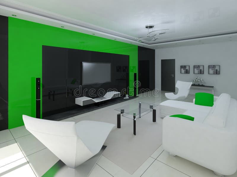 Hi-tech Design of the Living Room. Stock Illustration - Illustration of ...