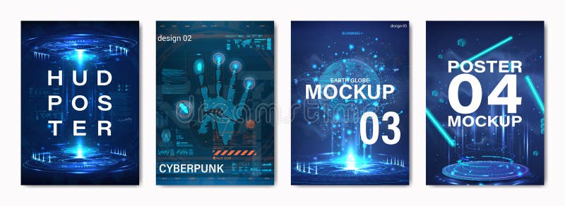 Hi-tech Digital Posters with Futuristic Elements and HUD Interface ...