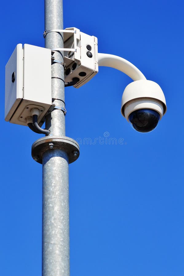 Hi-tech Dome Type Camera Over Blue Sky Stock Image - Image of ...