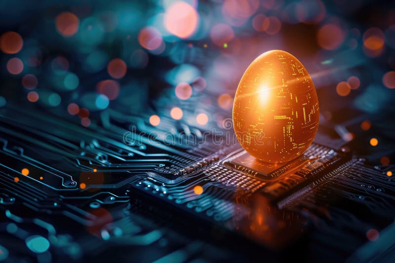 Hi-tech Easter Egg on a Circuit Board, Merging Tradition with Modernity ...