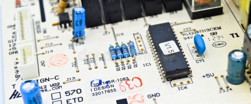 Hi-tech Electronic Circuit Board Isolated on White Background Stock ...