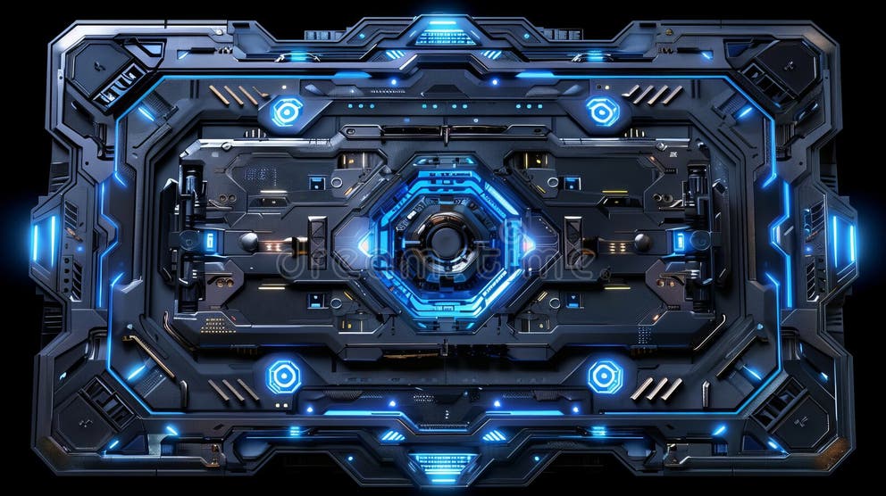 Hi-Tech Futuristic Panel with Glowing Blue Elements. Abstract Sci-Fi ...