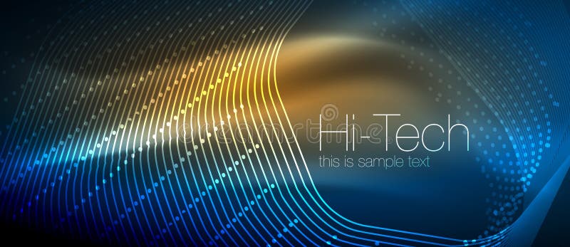 Hi-tech Futuristic Techno Background, Neon Shapes and Dots Stock Vector ...