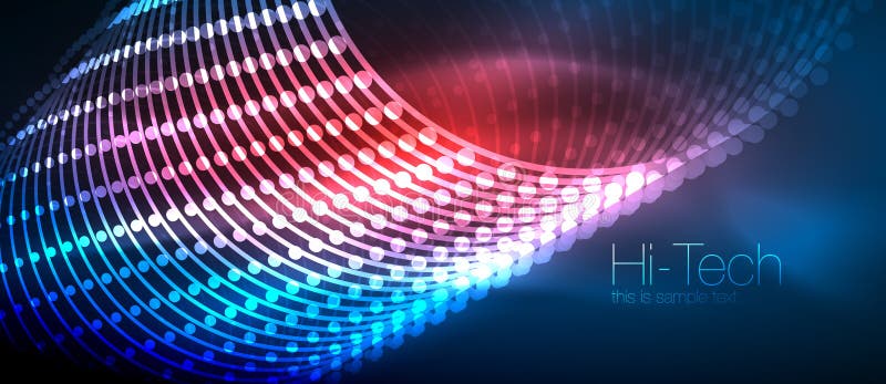Hi-tech Futuristic Techno Background, Neon Shapes and Dots Stock Vector ...