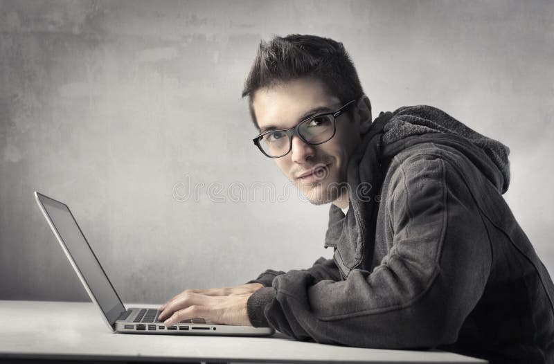 Hi-tech guy stock photo. Image of genius, young, computer - 24700382