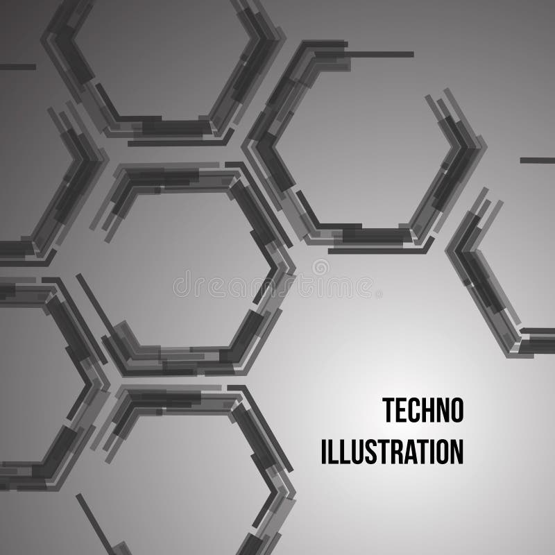 Hi-tech Geometric Dark Gray Background with Hexagons Stock Vector ...
