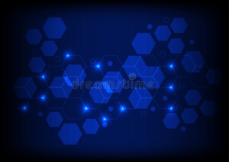Hi-tech with Hexagonal Line, and Rectangular Shapes on a Blue and ...
