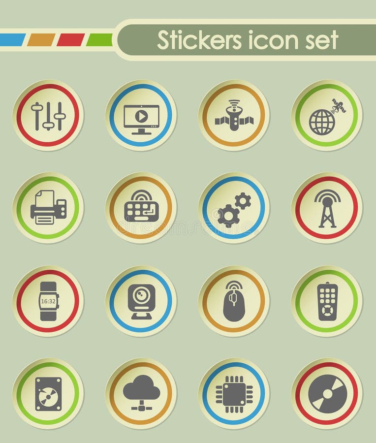 Hi tech icon set stock vector. Illustration of printer - 240370722