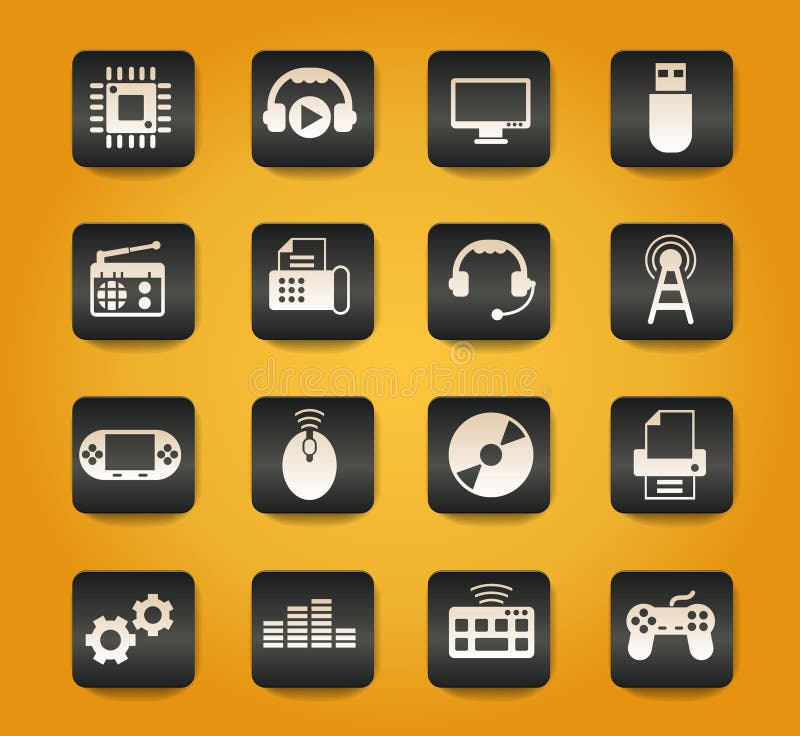 Hi tech icon set stock vector. Illustration of vector - 242992349