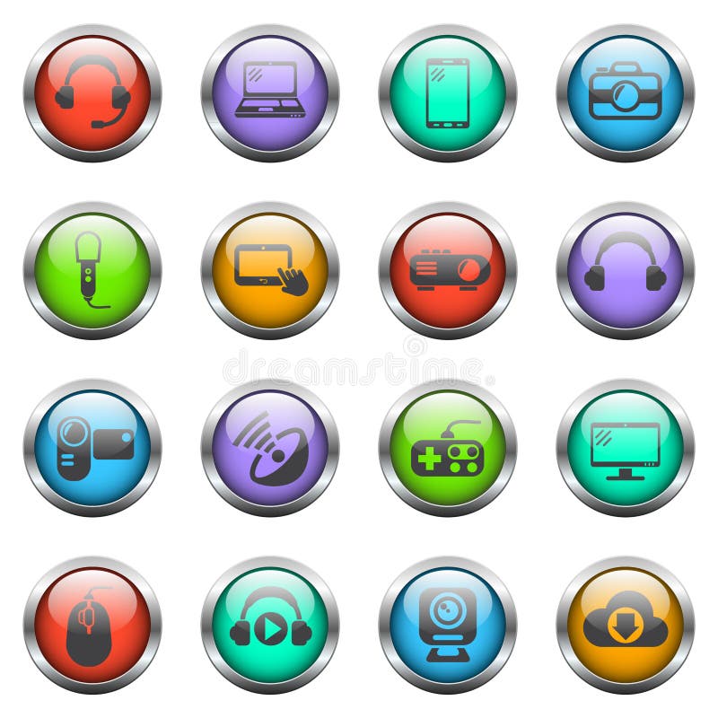 Hi tech icon set stock vector. Illustration of color - 239088936