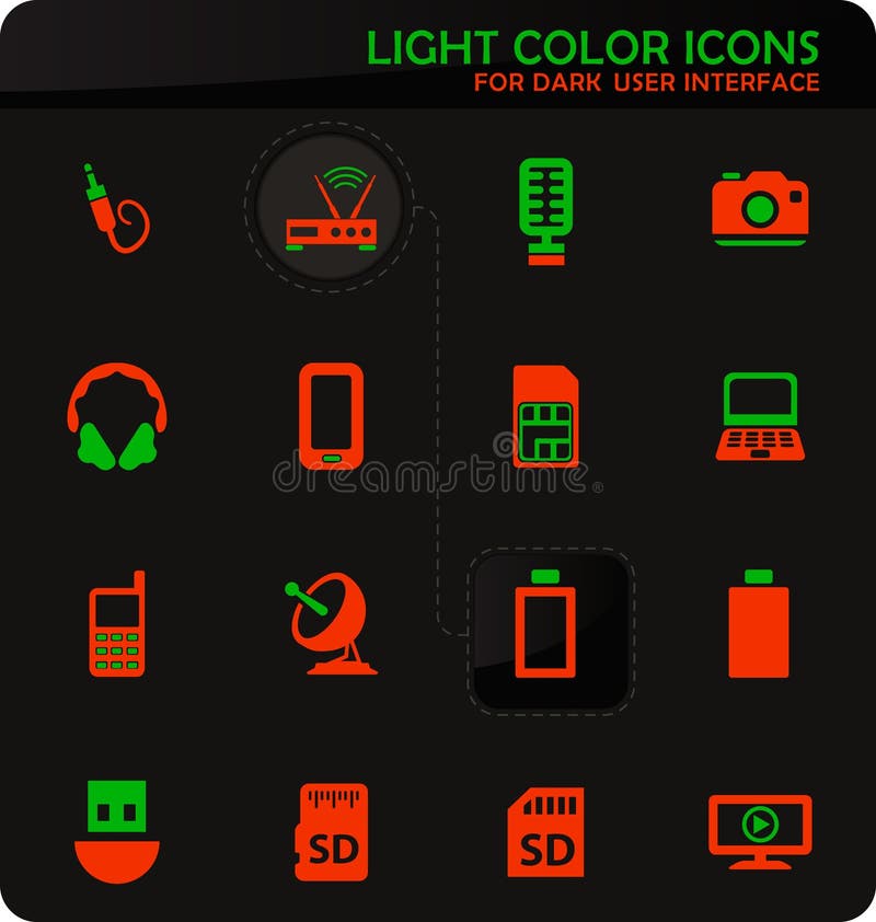 Hi tech icons set stock illustration. Illustration of card - 140643330