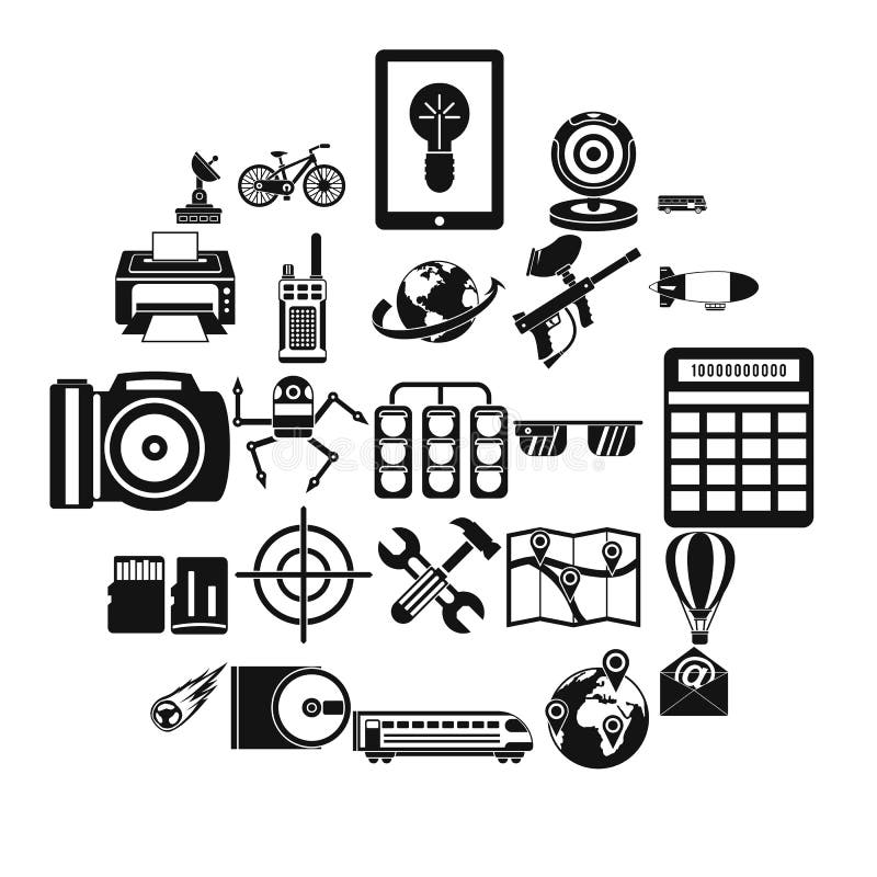 Hi-tech Icons Set, Simple Style Stock Vector - Illustration of camera ...