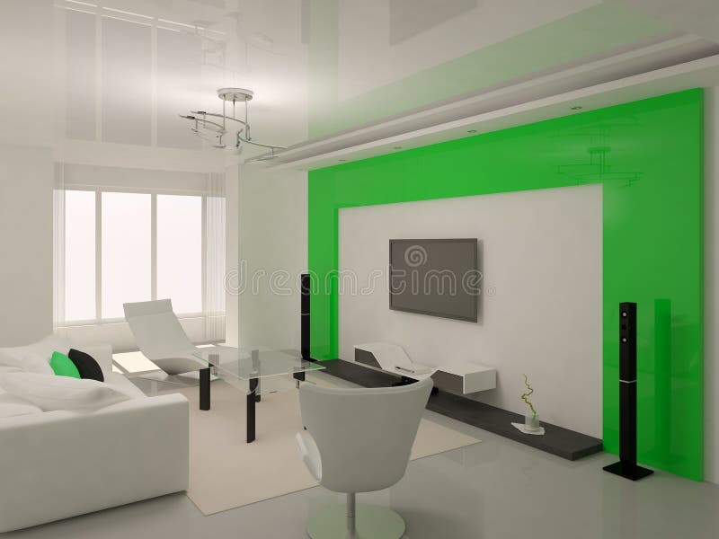Hi-tech Interer Living Room. Stock Illustration - Illustration of ...