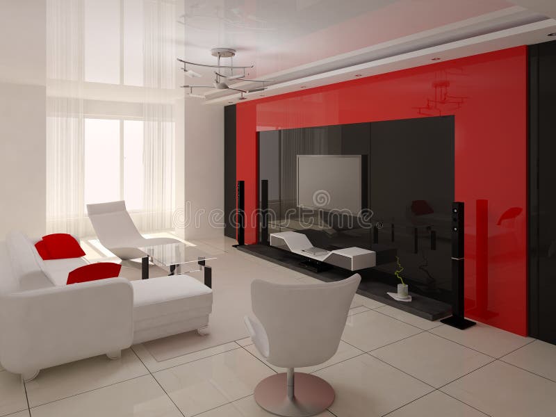 Hi-tech living room. stock illustration. Illustration of couch - 65625364