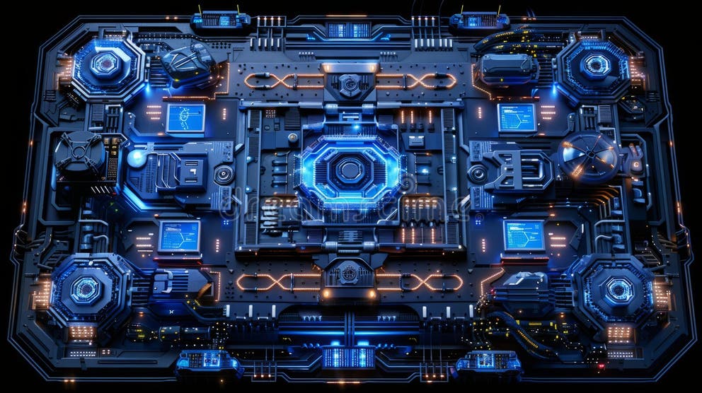 Hi Tech Machine Interface Panel, Futuristic Technology Background Stock ...