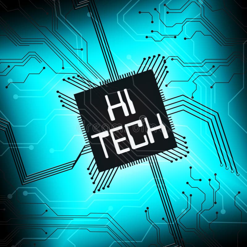 Hi Tech Microchip Represents Electronics Digital 3d Illustration Stock ...