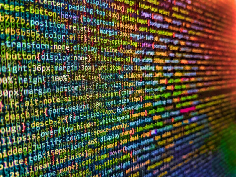 Hi-tech Modern Screen of Data, Digits and Chars on Monitor. Database ...