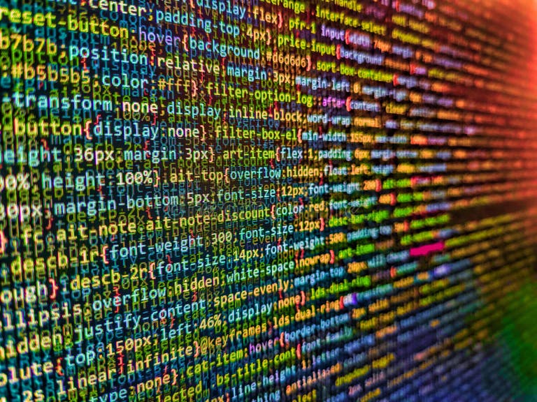 Hi-tech Modern Screen of Data, Digits and Chars on Monitor. Database ...