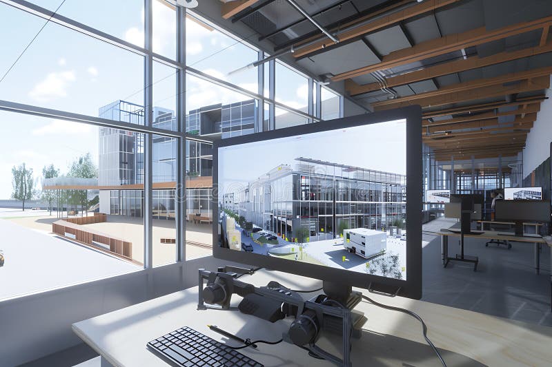 Hi-Tech Monitoring System with a Large Screen Display Stock ...