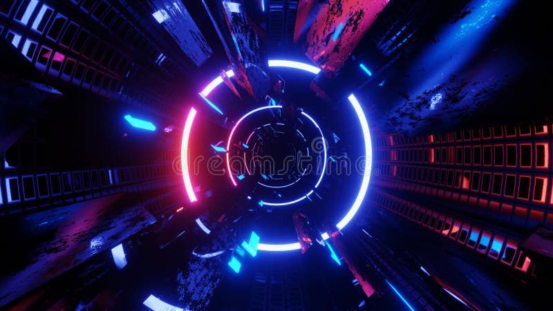 Hi-tech Neon Sci-fi Tunel. Trendy Neon Glow Lines Form Pattern and ...