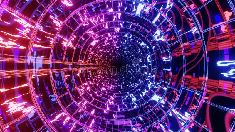 Hi-tech Neon Sci-fi Tunel. Trendy Neon Glow Lines Form Pattern and ...
