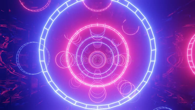Hi-tech Neon Sci-fi Tunel. Trendy Neon Glow Lines Form Pattern and ...