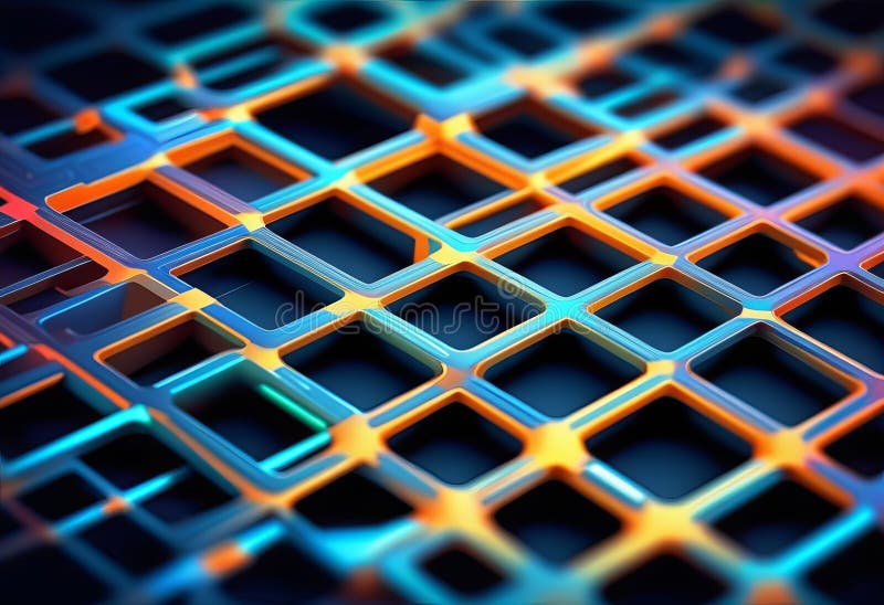 Hi Tech Network Connection Grid. 3D Technology Style Baner Design Stock ...