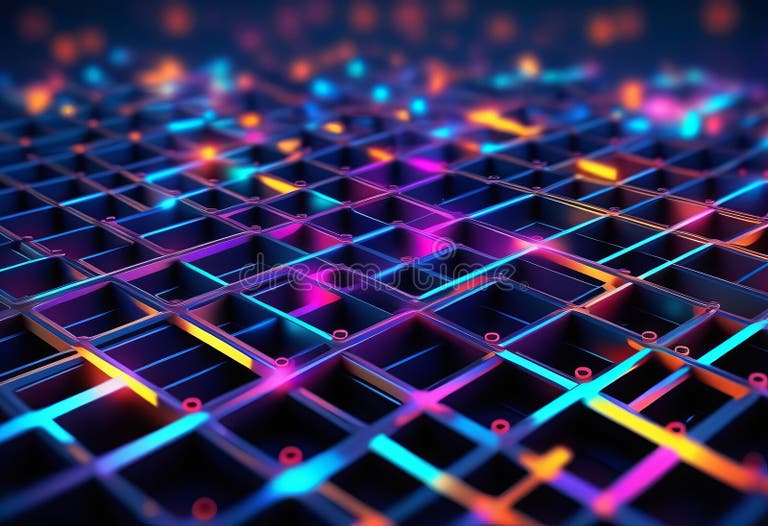 Hi Tech Network Connection Grid. 3D Technology Style Baner Design Stock ...