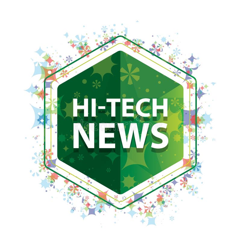 Hi-tech News Floral Plants Pattern Green Hexagon Button Stock ...