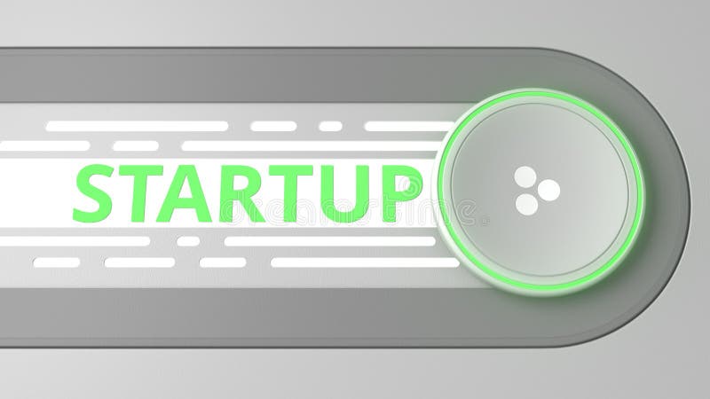 Hi-tech Slider Interface Element and STARTUP Text, 3D Rendering Stock ...
