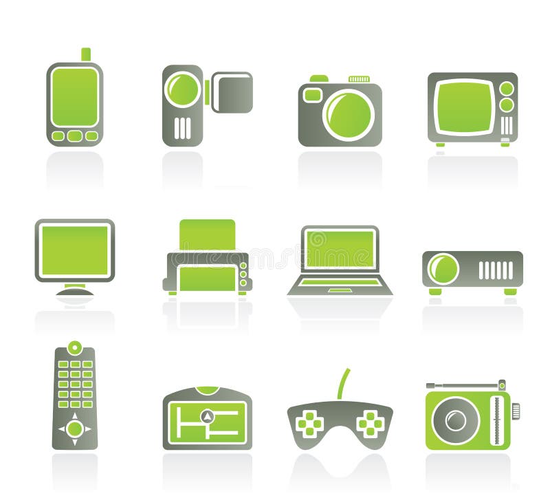 Hi-tech Technical Equipment Icons Stock Vector - Illustration of mobile ...