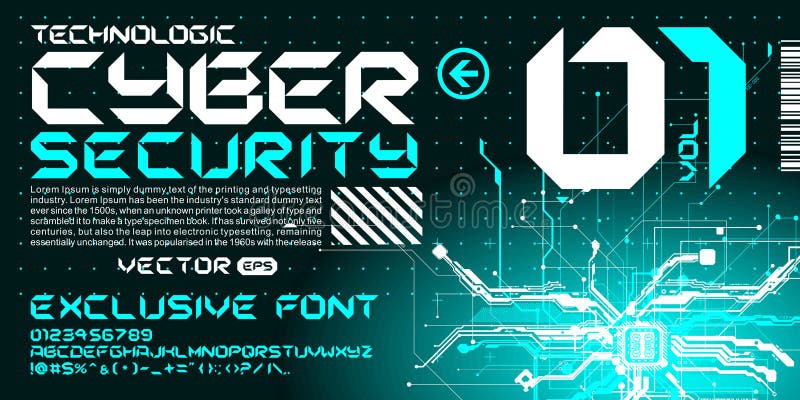 Hi-tech Techno Font Trance Style Lettering Circuits Stock Illustration ...