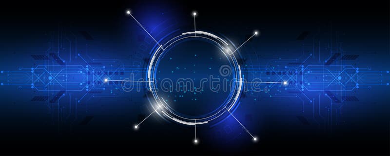 Hi-tech Technology Pattern, Blue Background Vector Stylish Black ...