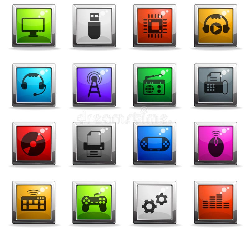 Hi tech icon set stock vector. Illustration of microphone - 122177892