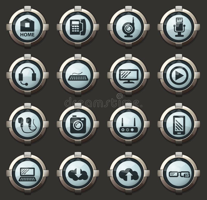 Hi tech icons set stock illustration. Illustration of microphone ...