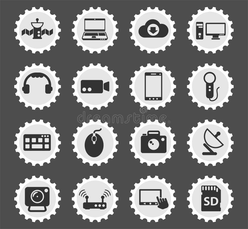 Hi tech icon set stock vector. Illustration of vector - 128456545
