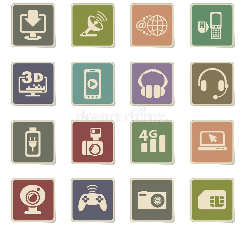 Hi tech icon set stock vector. Illustration of vector - 121914009