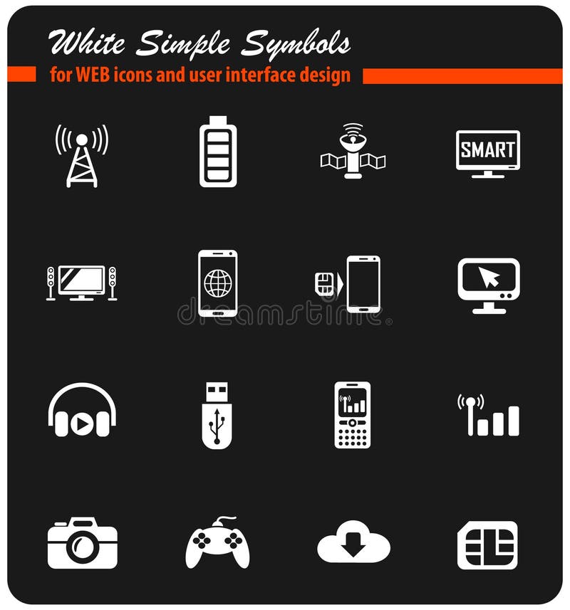 Hi tech white icon set stock vector. Illustration of indicator - 131337901