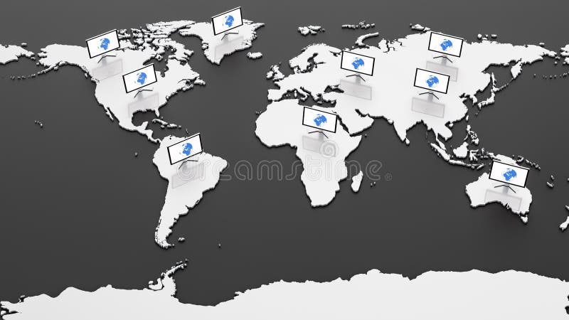 Hi-Tech World Map stock illustration. Illustration of dark - 38220751
